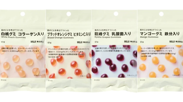 写真 (1枚目) - 無印良品から「肌のことを考えてつくった」グミ4種が発売！ ビタミンCやコラーゲン入り - LOCARI（ロカリ）